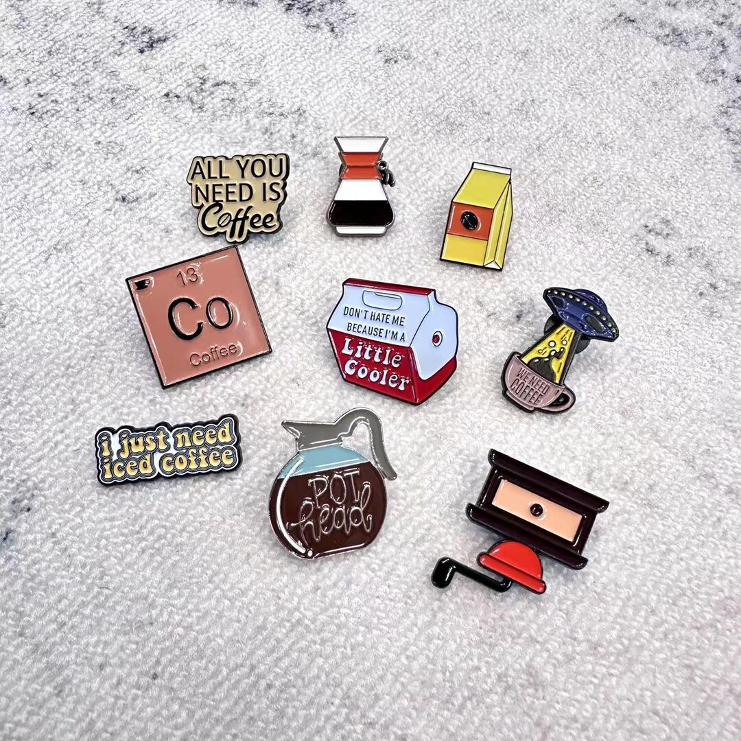 Level up Your Style With These Super Cute Coffee Enamel Pins! Ideal for ...