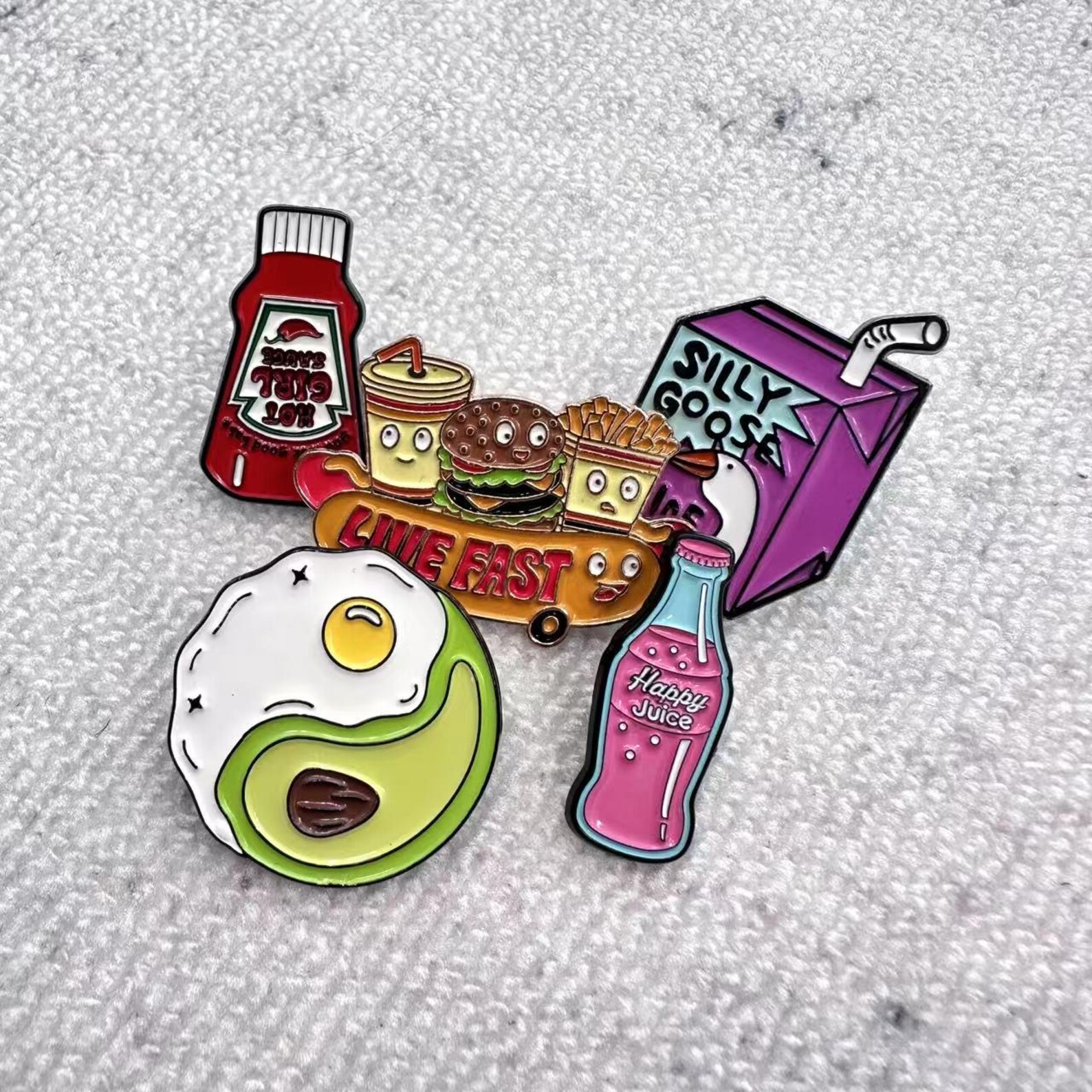 Silly Goose Juice Enamel Pins Live Fast Pin Badges Ideal for Foodies ...