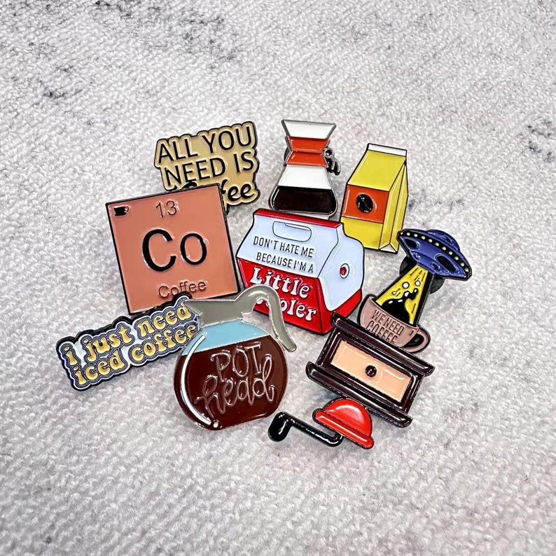Level up Your Style With These Super Cute Coffee Enamel Pins! Ideal for ...