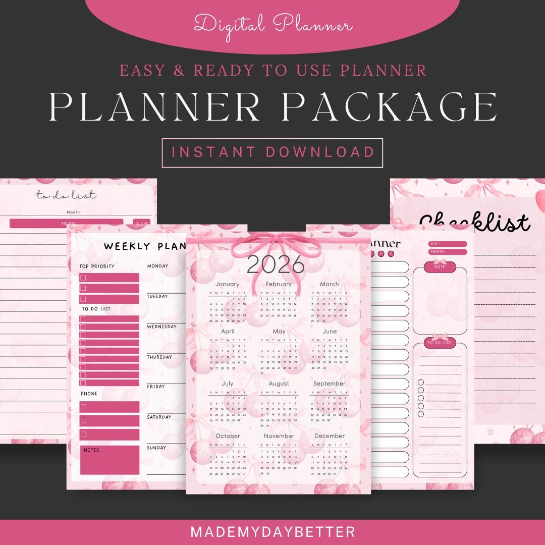 Pink Pastel 2026 Planner: Goal Setting, To-do Lists (digital Download ...