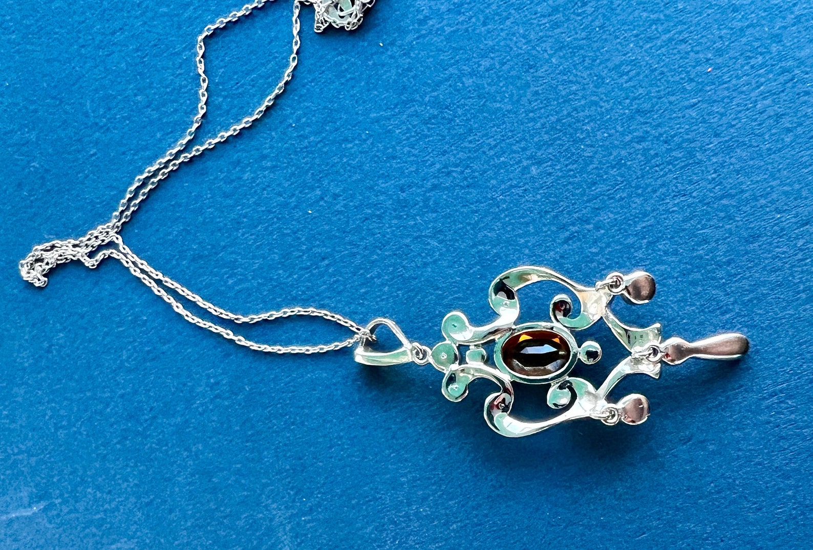 Antique French Paste Sterling Lavalier Necklace, Bezel Set Topaz ...
