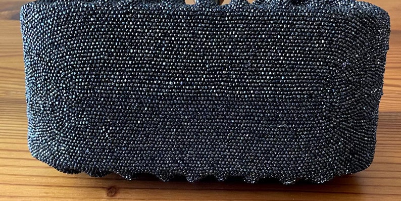 Vintage Art Deco 1940s Bakelite Black Beaded Box Purse, Vintage Beaded ...