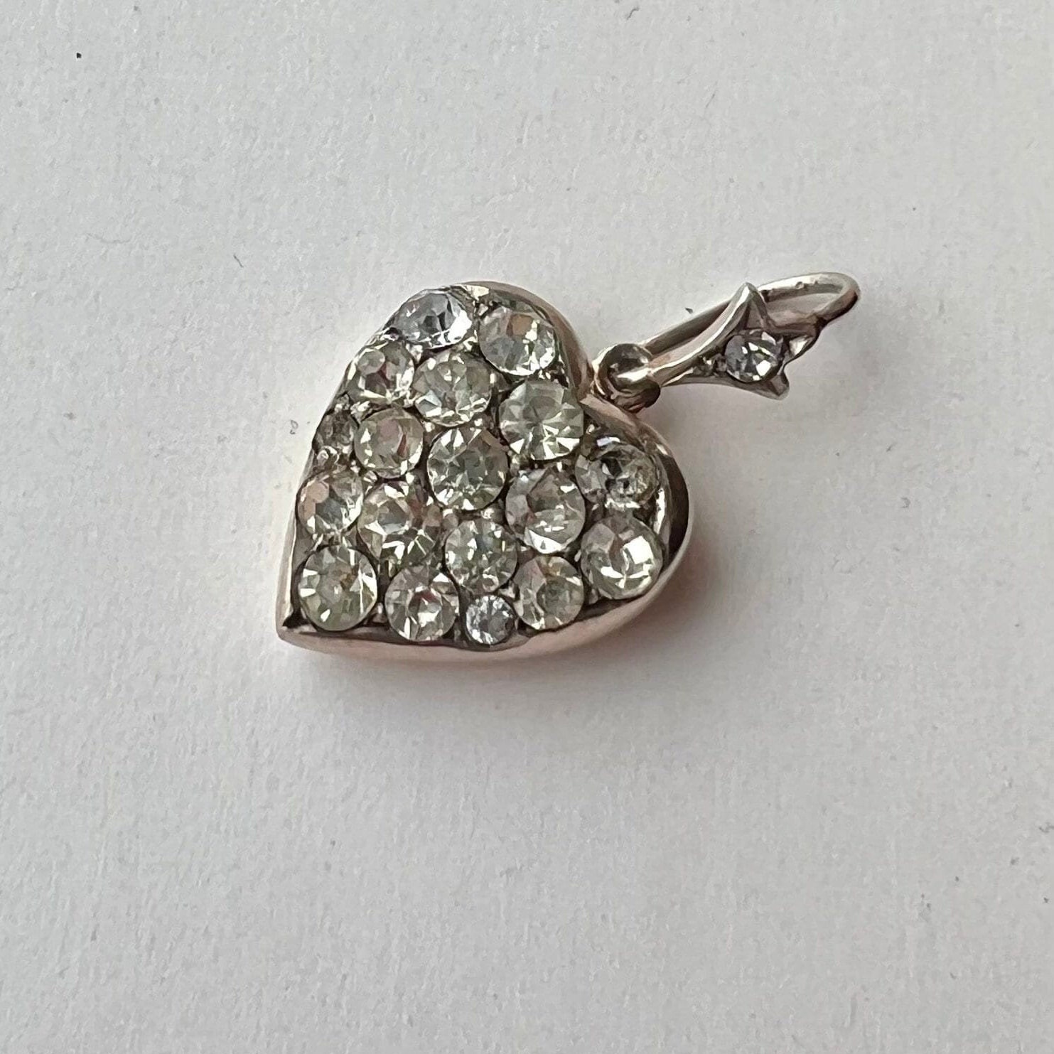 Antique Victorian French Paste Sterling Puffy Heart Pendant, Antique ...