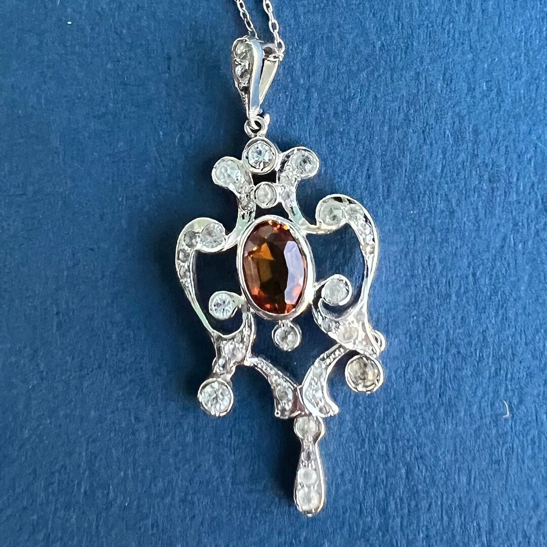Vintage Antique French Paste Sterling Lavalier Necklace, Vintage Clear ...