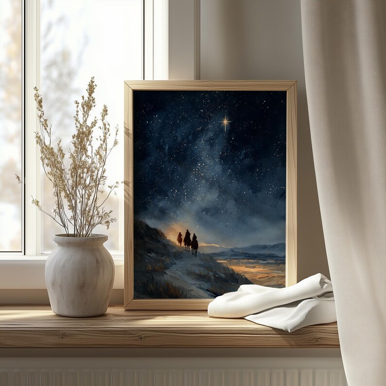 Starry Night With Wise Men - Printable Christmas Wall Art, Christian ...