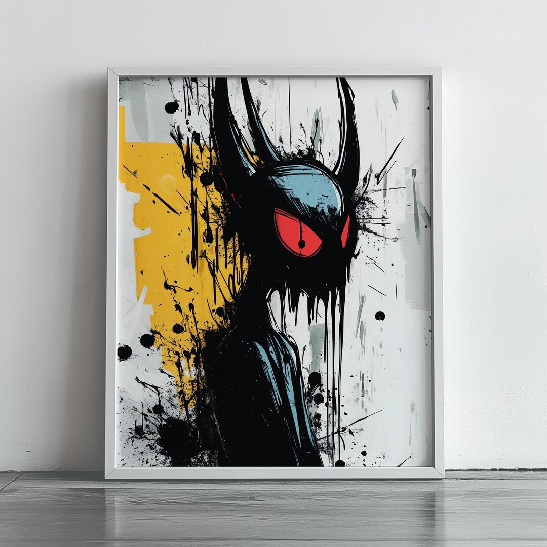 Abstract Demon Art Print - Spooky Creature, Bold Wall Art, Dark Modern ...