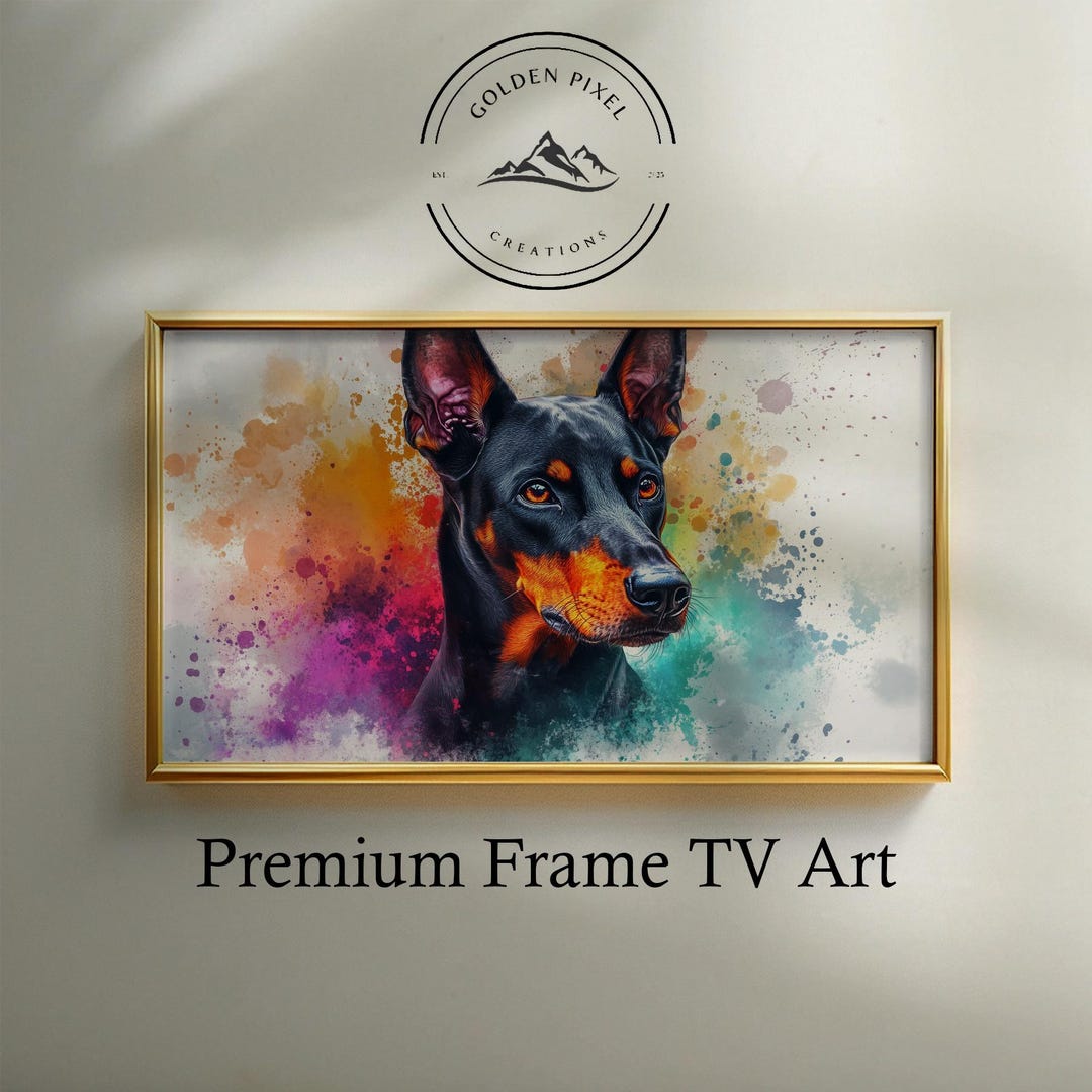 Modern Doberman Pinscher TV Art Watercolor Style Samsung Frame TV Art ...