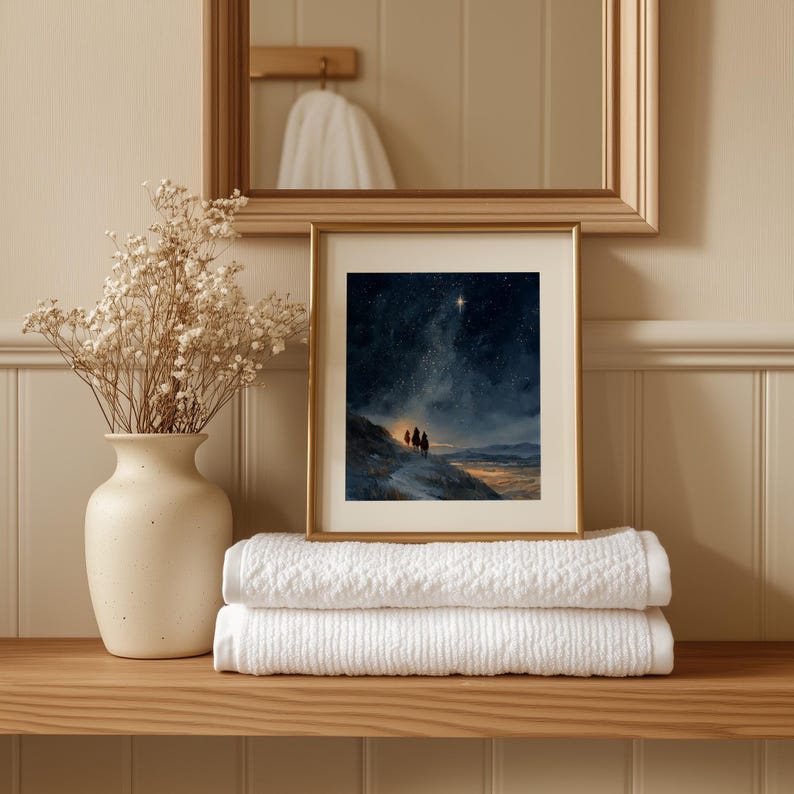 Starry Night With Wise Men - Printable Christmas Wall Art, Christian ...