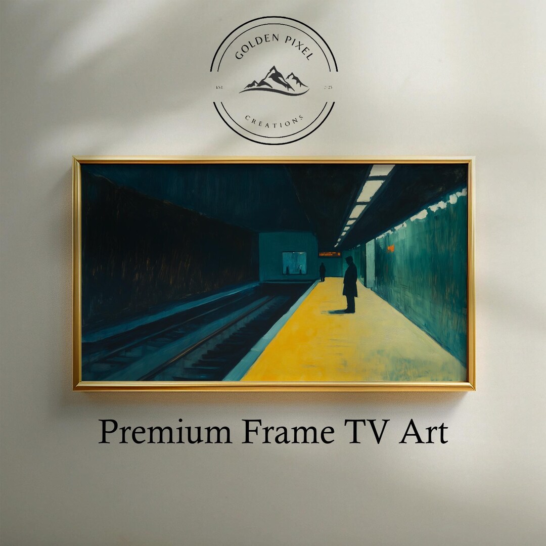 Vintage Subway Station Frame TV Art, Edward Hopper Style, American ...
