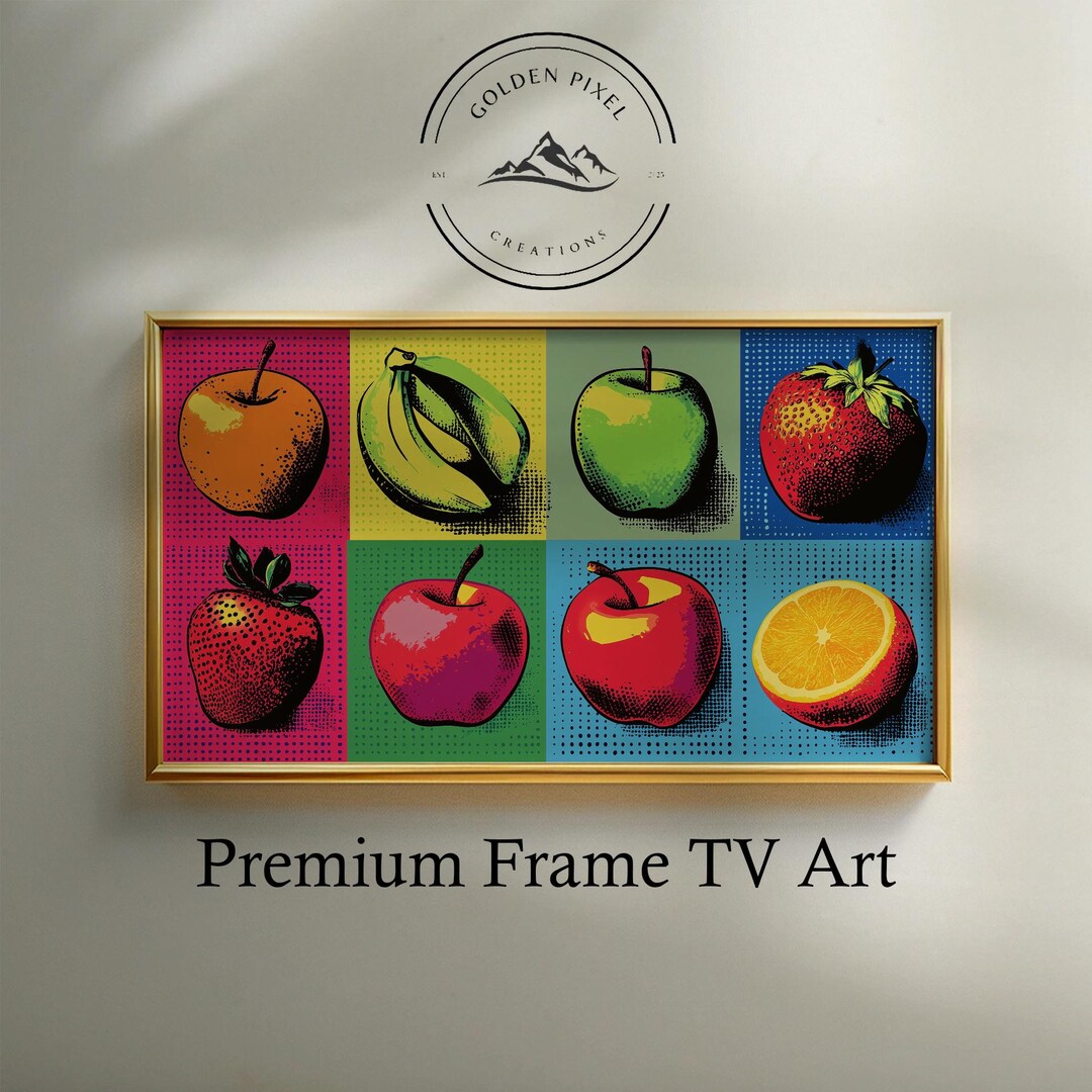 Vibrant Retro Pop Art Frame TV Art, Fruit Graphic Print Wall Decor ...