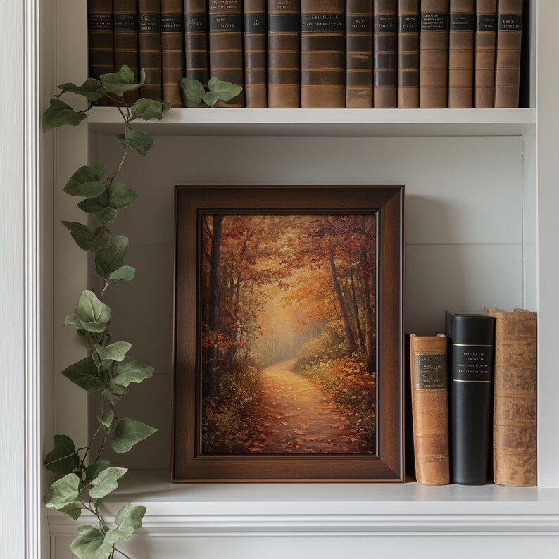 Fall Forest Path Printable - Vintage Landscape Art Inspired by Claude ...