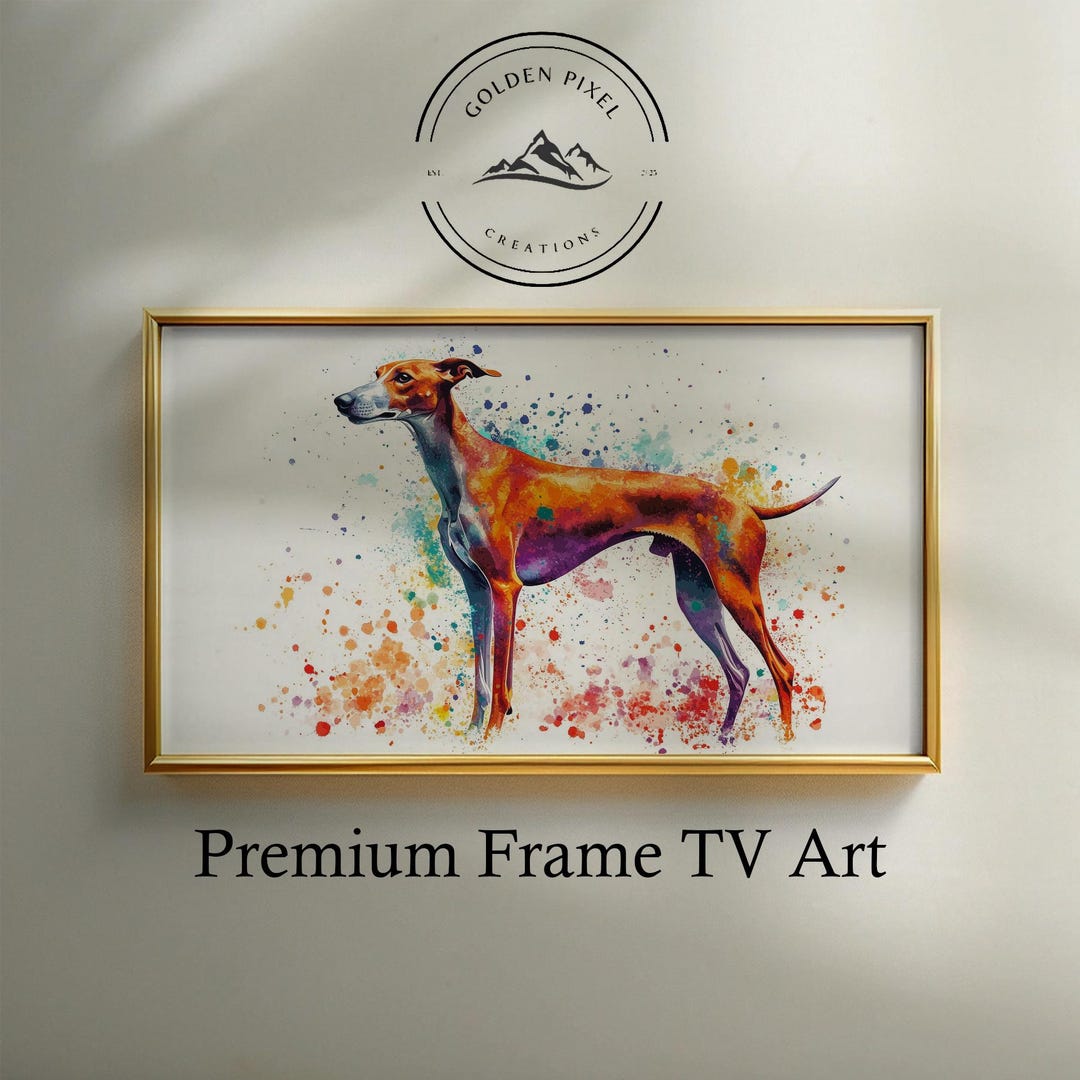 Modern Whippet Artwork, Watercolor Side Profile of Whippet, Colorful ...