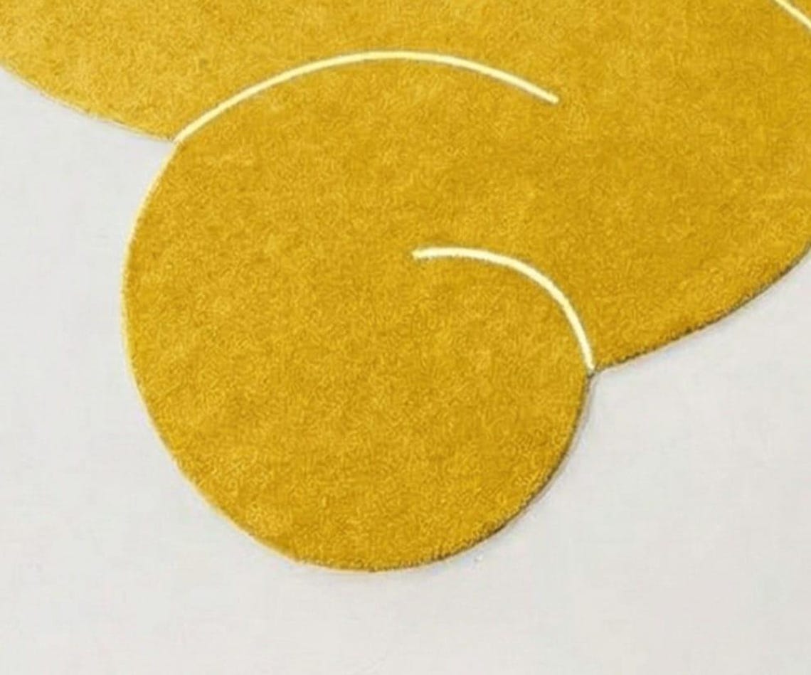 Modern Abstract Rug, Mustard Yellow, Irregular Shape, Hand-tufted - Etsy