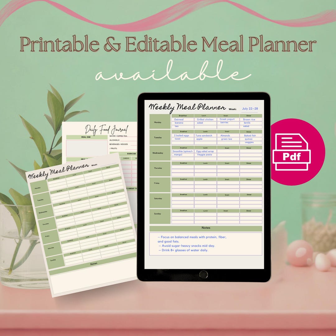 Meal Planner (editable and Printable) : Recipes, Grocery/shopping Lists ...