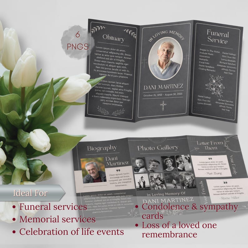 In Loving Memory Funeral Card Templates | Memorial and Remembrance ...
