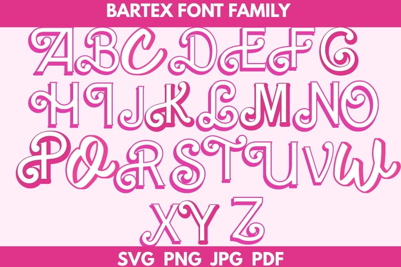 Blonde Alphabet SVG: Bartex Font Family, Pink Doll Letters (digital ...