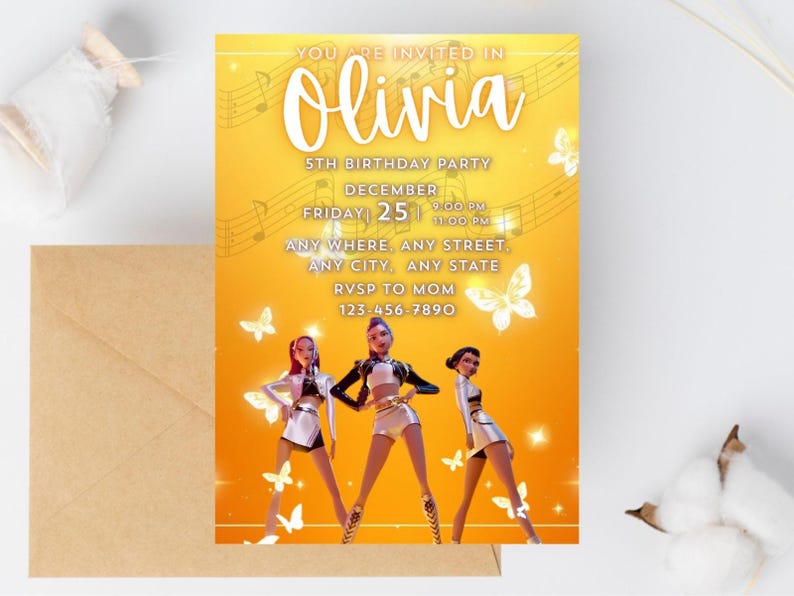 Kpop Demon Hunter Birthday Invitation, Anime Party Invite (digital ...