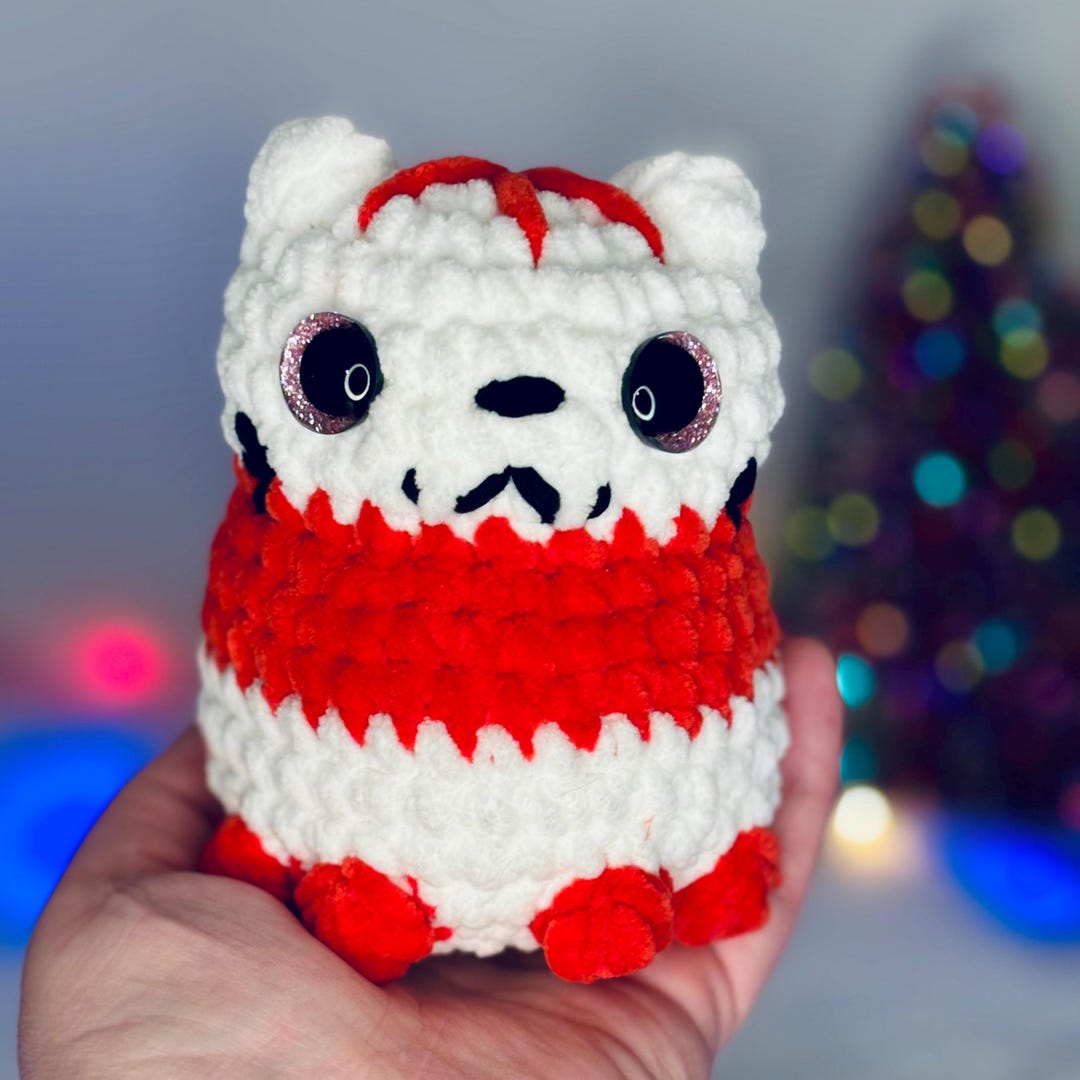 Candy Cane Cat | Handmade Crochet Cat Plush for Christmas | Cute ...