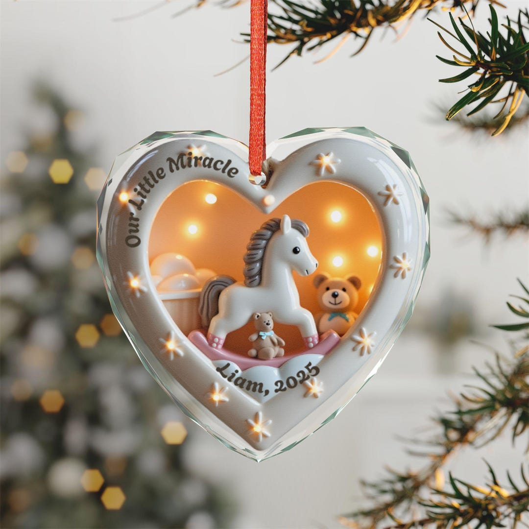 Crystal Glass Ornament, Heart-shaped, Milestones, Baby's First ...