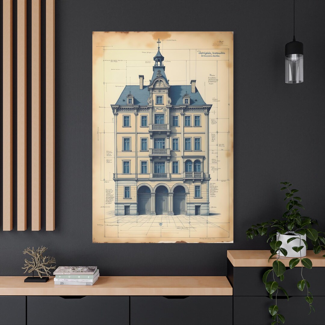 Victorian Architectural Blueprint Canvas - Etsy