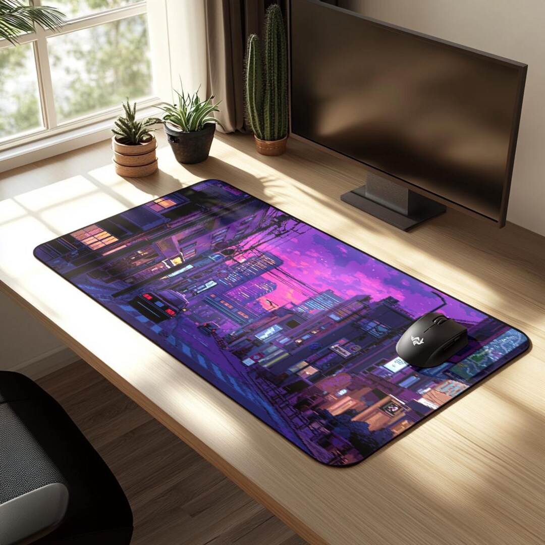 Neon Tokyo Desk Mat XXL: Retro Pixel Art Anime Deskpad - Etsy UK