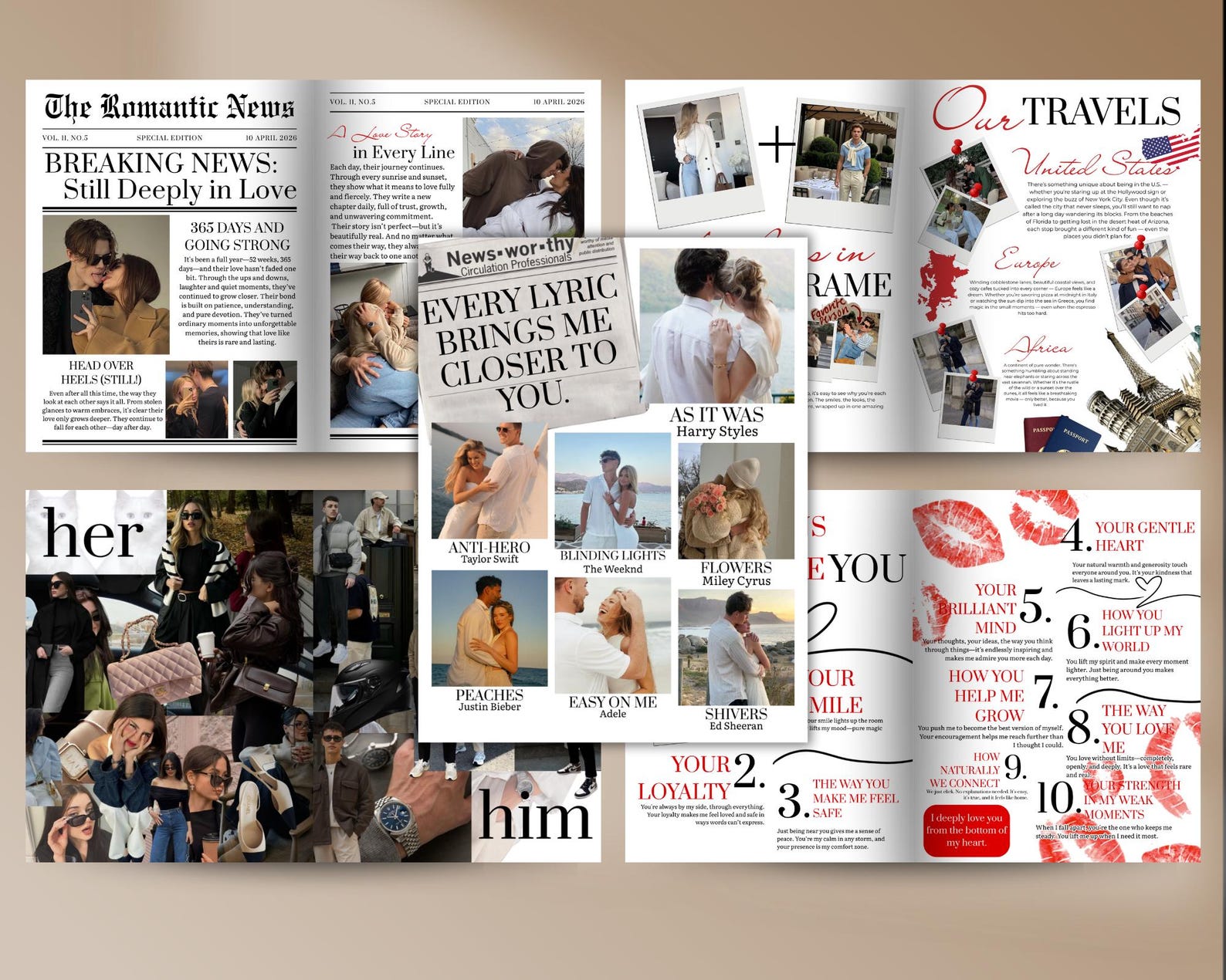 EDITABLE Couples Magazine Template Canva, Personalized Love Magazine ...