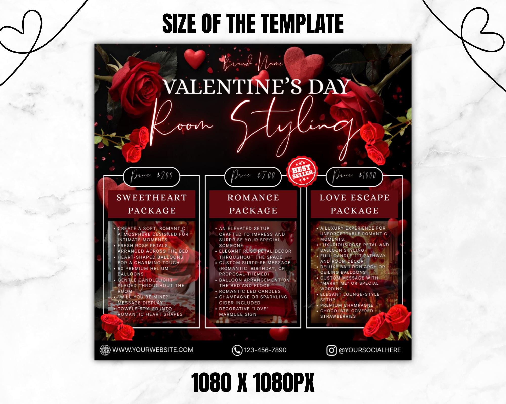 Valentine's Day Room Setup Flyer, Event Booking Flyer, Valentine Rooms ...