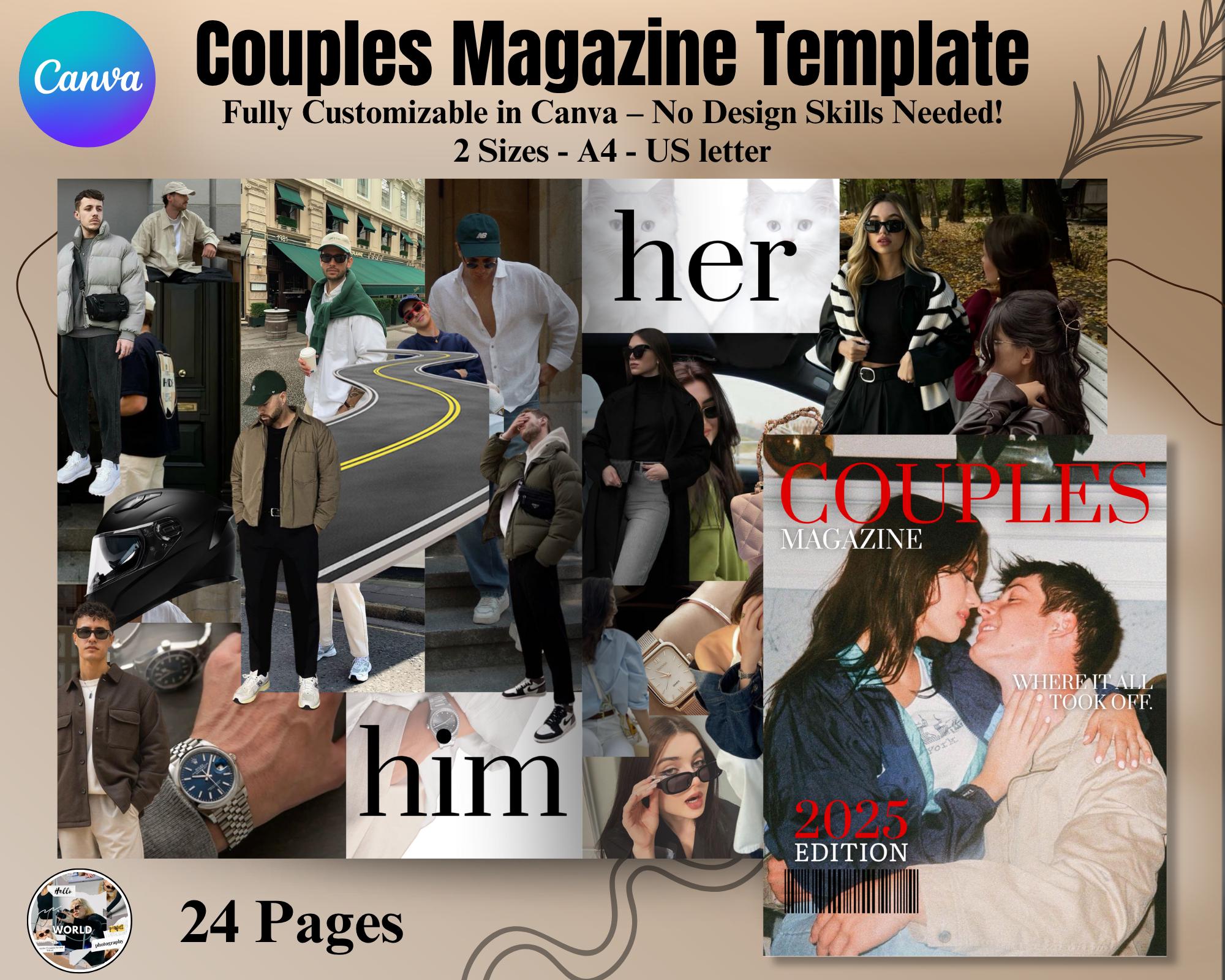 EDITABLE Couples Magazine Template Canva, Personalized Love Magazine ...