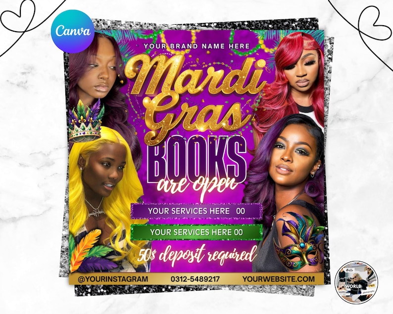 Mardi Gras Bookings and Appointments Flyer - Etsy
