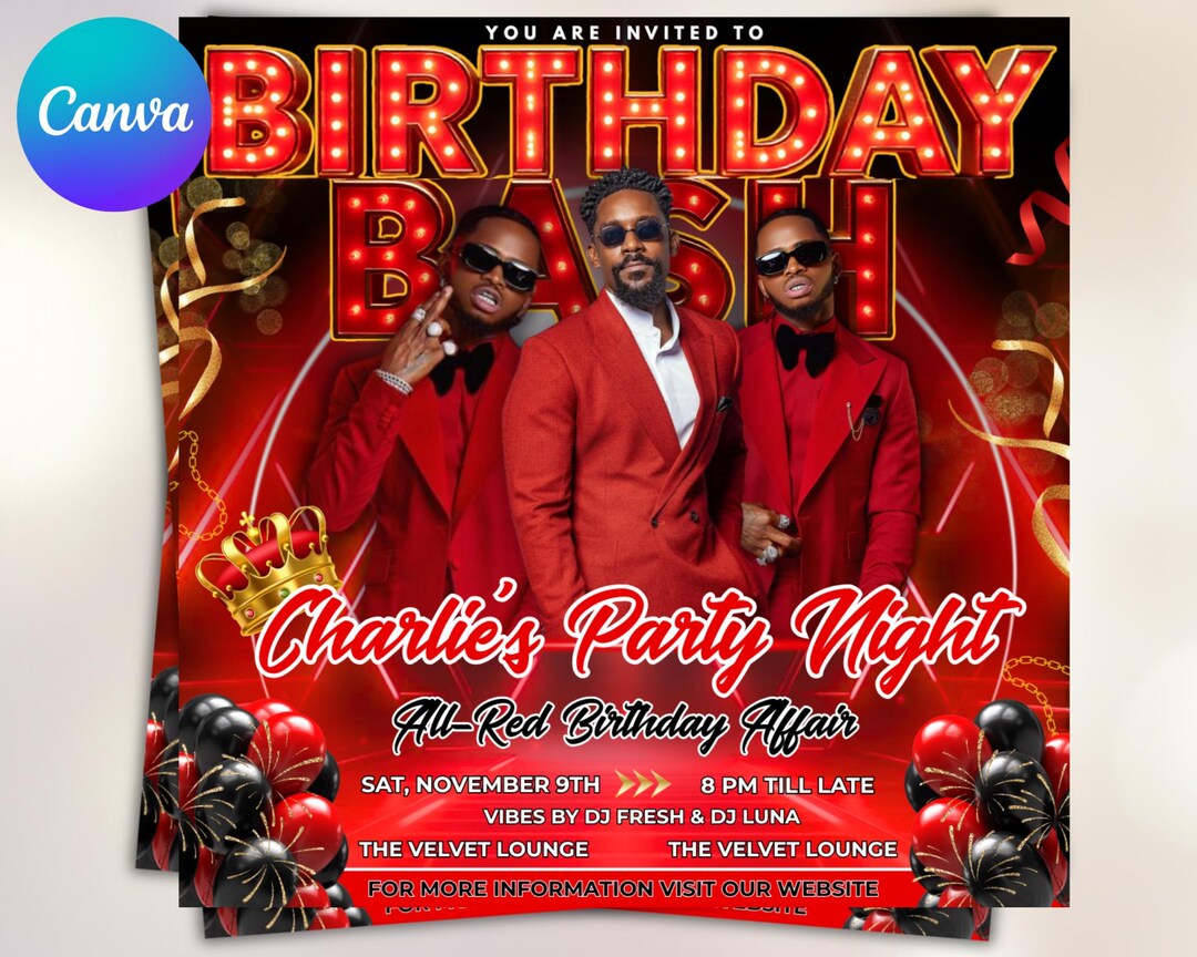 Editable Birthday Flyer Template Digital Birthday Invite Men's Birthday ...