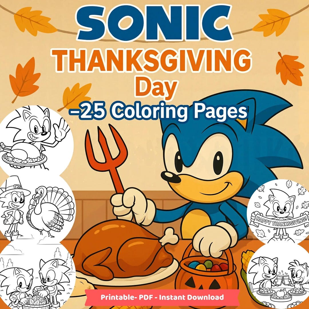 Sonic Thanksgiving Day Coloring Pages: 25 Printable Activity Sheets ...