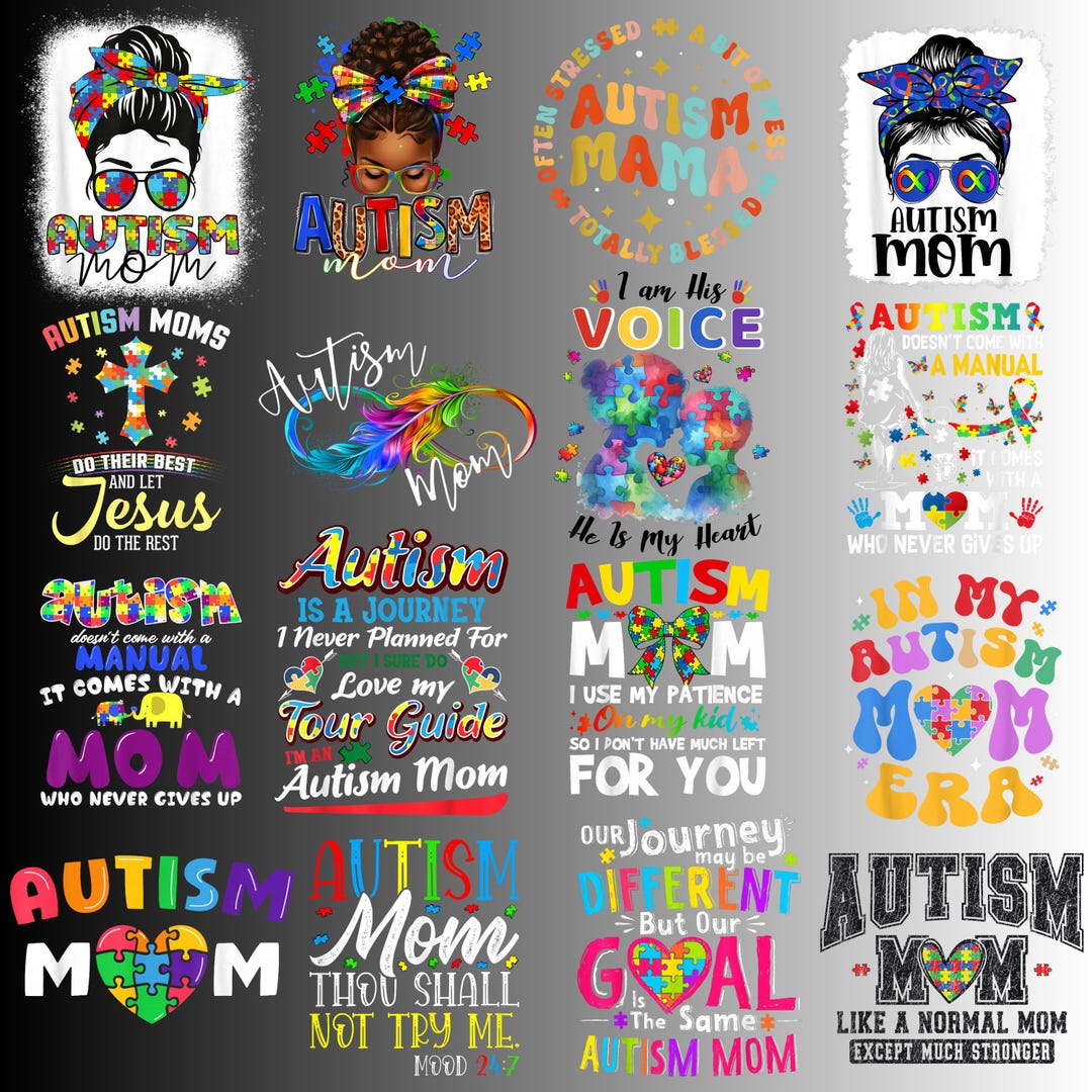 Autism Mom PNG Bundle, 16 Designs Autism Awareness PNG, in My Autism ...