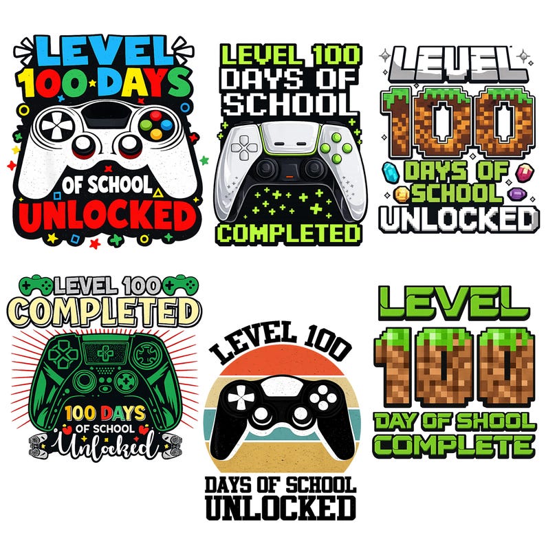 Level 100 Days of School PNG, Gaming 100th Day of School Design, Gamer ...