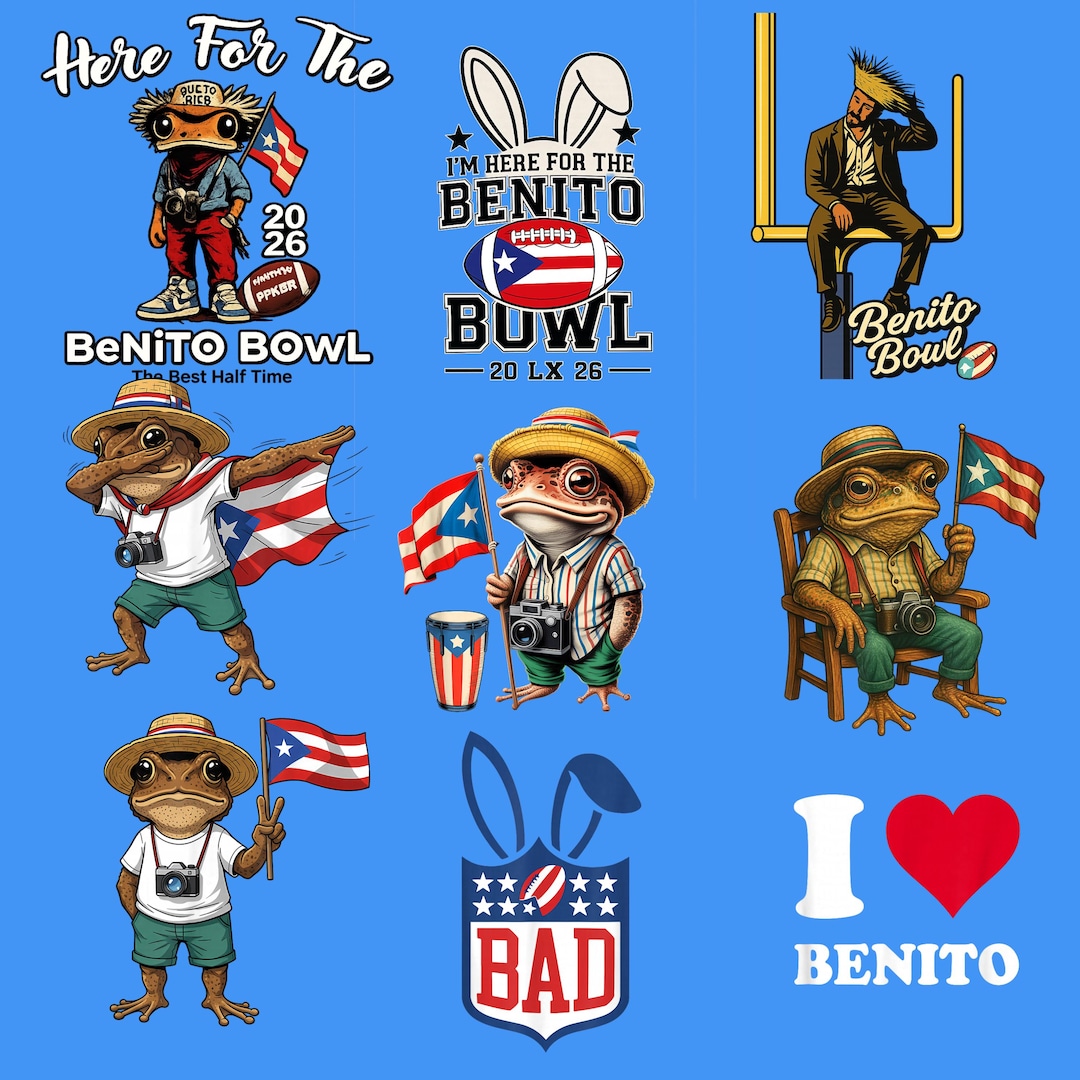 Bad Bunny PNG Bundle, Benito Bowl 2026 Designs,puerto Rico Frog Coqui ...