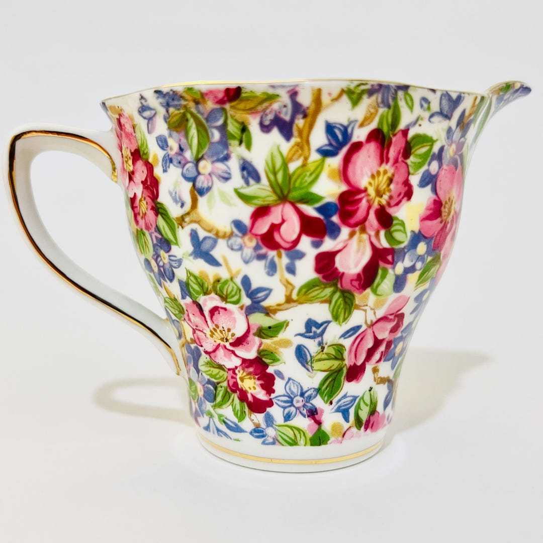 Rosina English Bone China Chintz Creamer • Pattern 5025R • Cherry ...