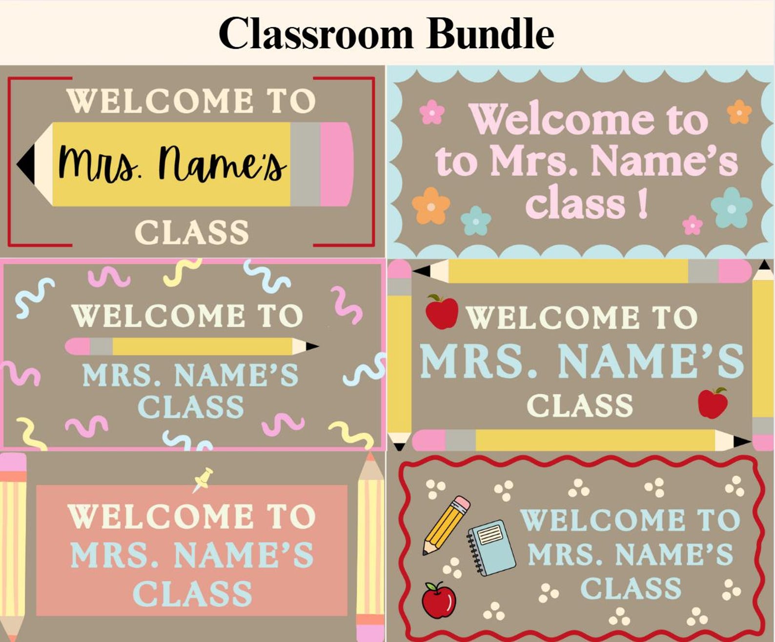 Classroom Banner Bundle - 6 Editable Digital Banners - Etsy