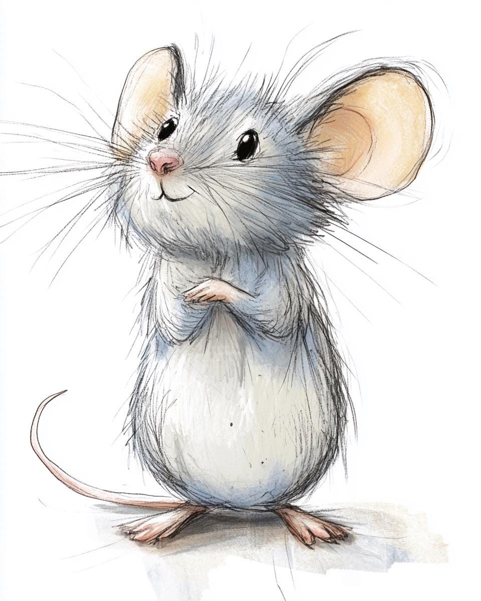 Baby Mouse Wall Digital Prints, Mouse for Nursery, Cute Blue Mouse ...