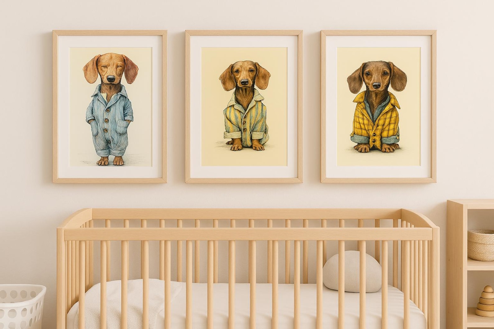 Weiner Dog Trio- 3 Digital Art Prints, Weiner Dog Nursery Art, Dachsund ...