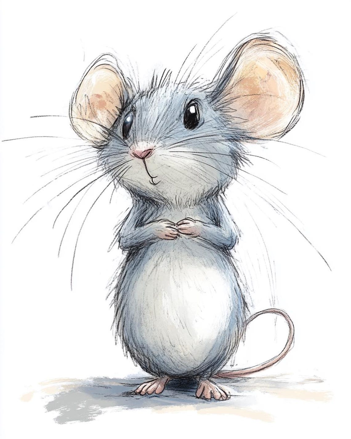 Baby Mouse Wall Digital Prints, Mouse for Nursery, Cute Blue Mouse ...
