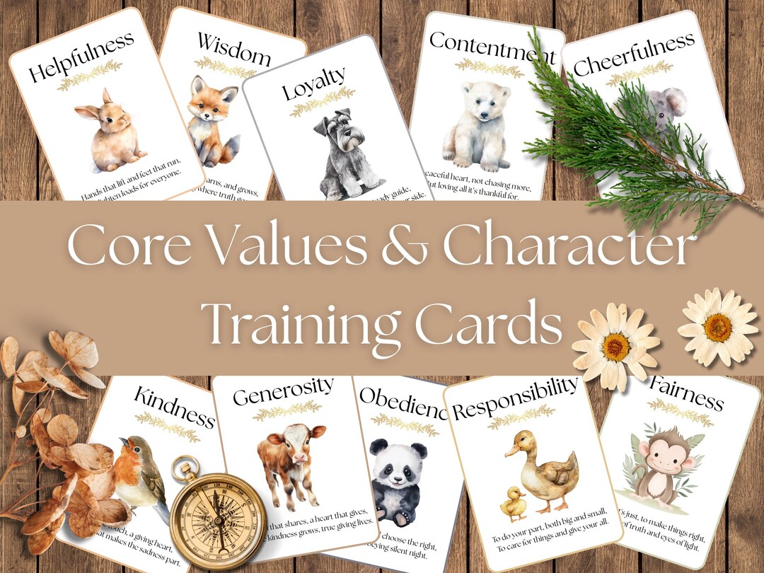 Core Values and Character Training Cards - Set of 24 - Social Emotional ...