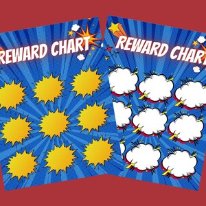 Reward Sticker Chart- Comic & Superhero Theme– Kids Behavior Chart ...