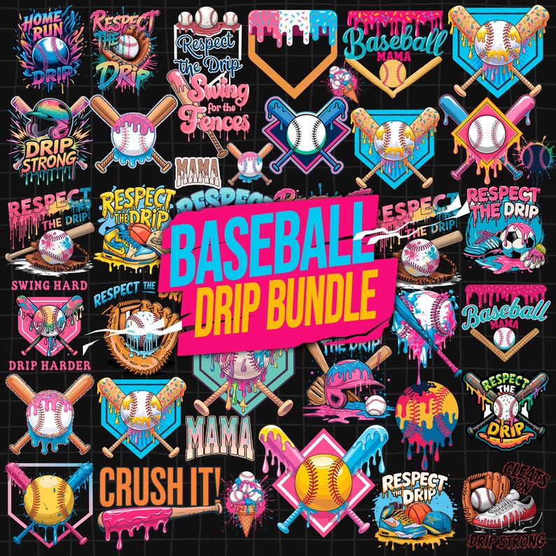 BASEBALL Drip SVG Bundle, Baseball SVG, Baseball Shirt ,baseball Mom ...