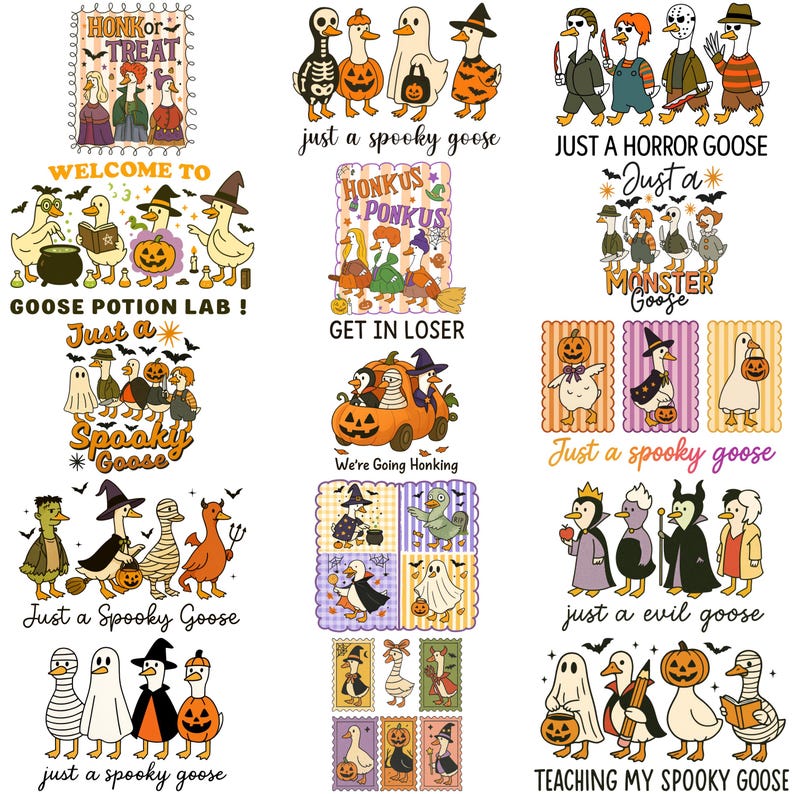 Goose Halloween Fall PNG Bundle, Boo Ghost Goose Png, Halloween Png ...