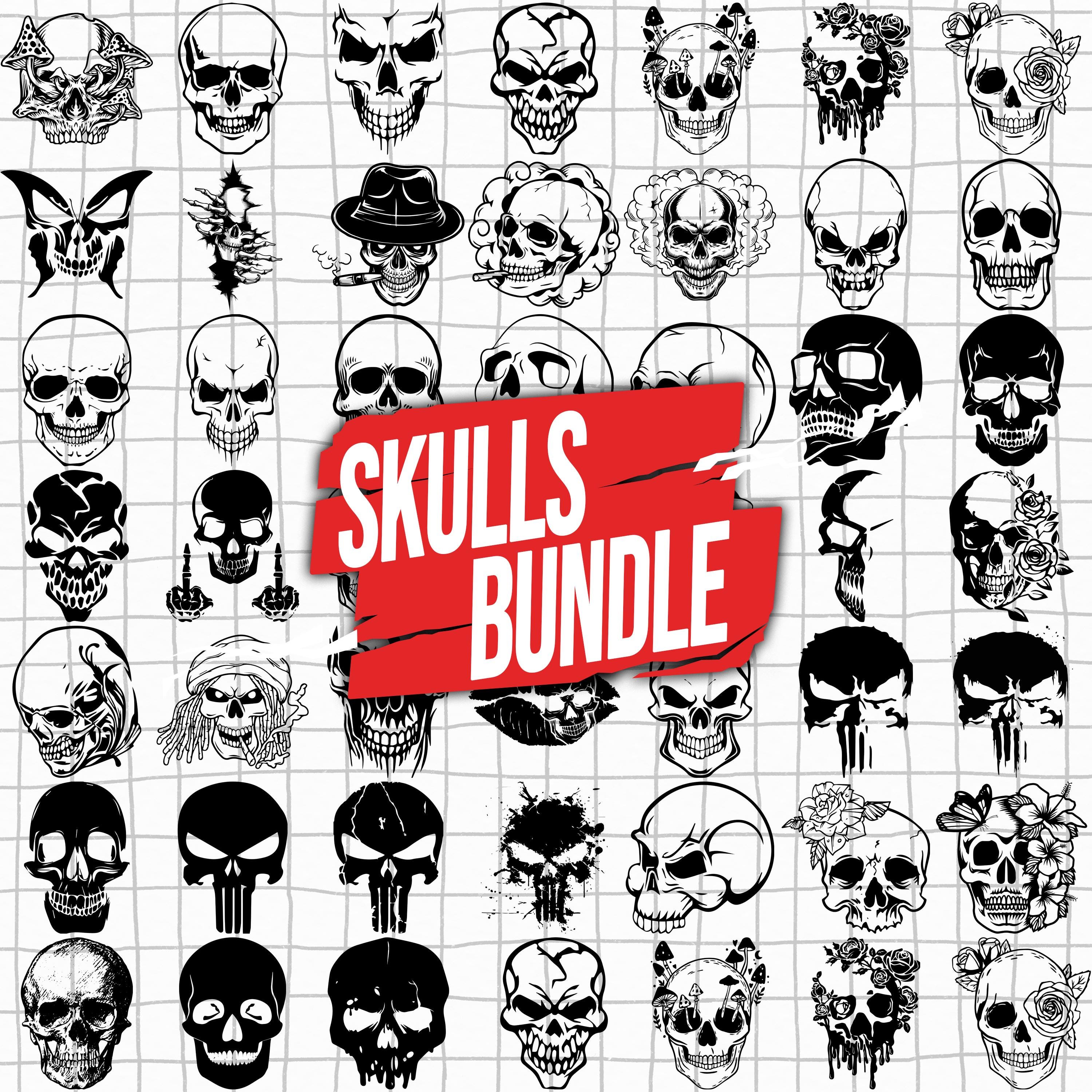 Skull Svg Bundle, Skull Png, Sugar Skull Svg for Cricut, Punisher Skull ...