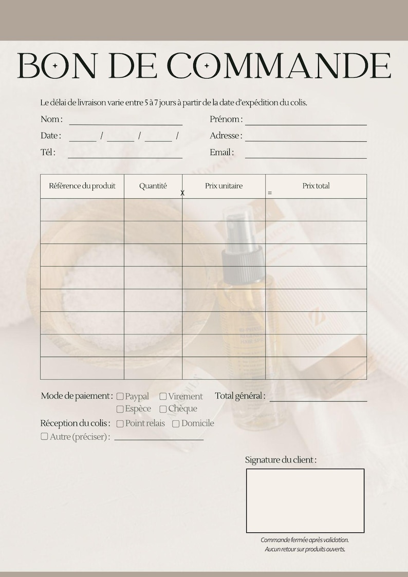 CHOGAN Order Form Template – Printable Sales Tracker (PDF) - Etsy