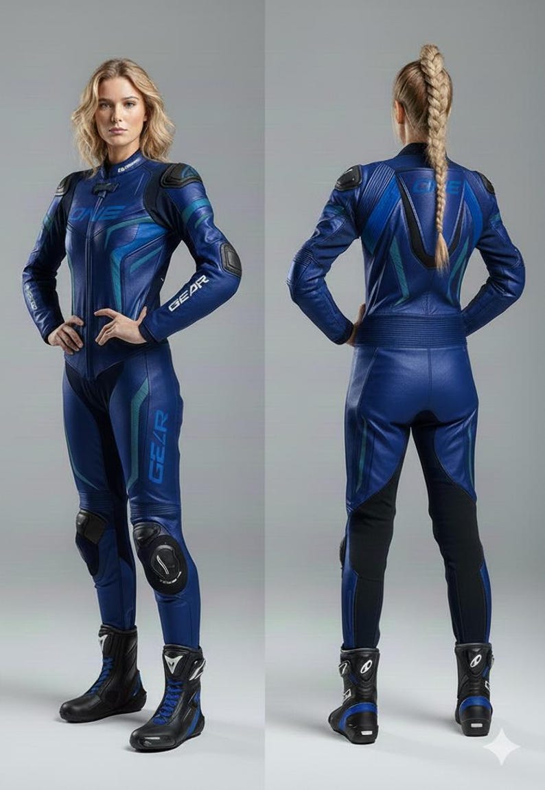 Ladies Motorcycle Leather Racing Suit , Customised Women's Motorbike ...