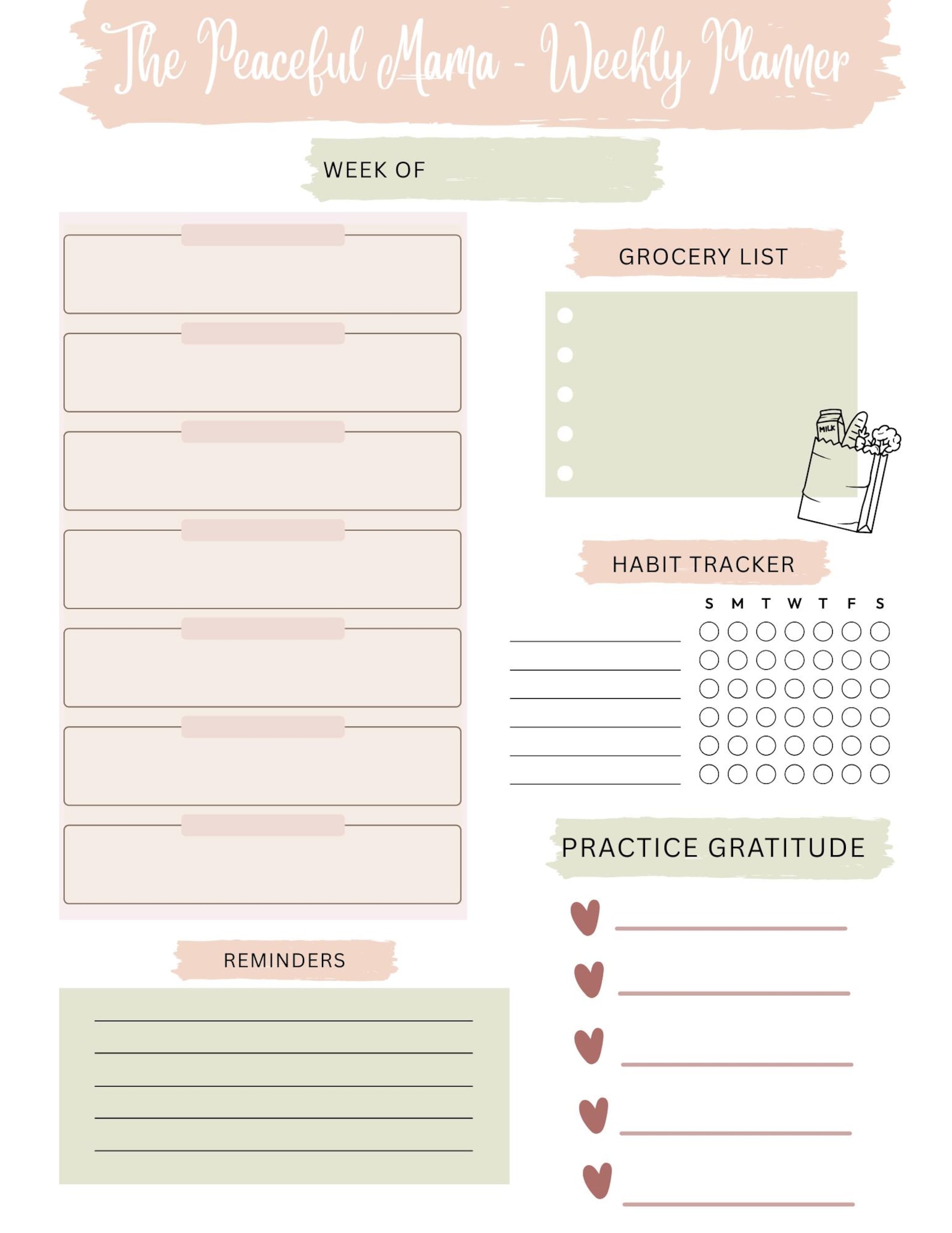 Printable Weekly Planner for Moms – Peaceful Mama Schedule – Calm ...