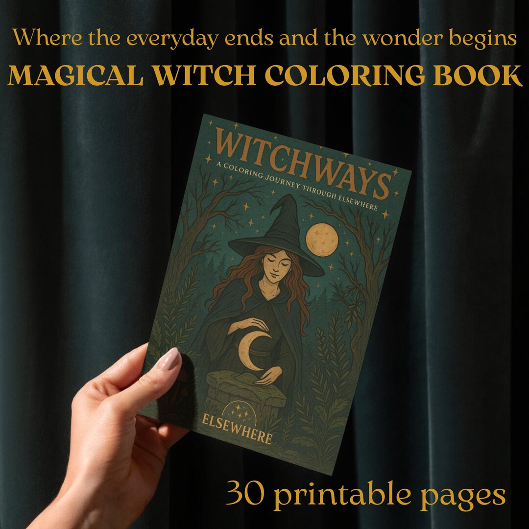 Halloween Witch Coloring Book for Adults and Kids, Printable Pages ...