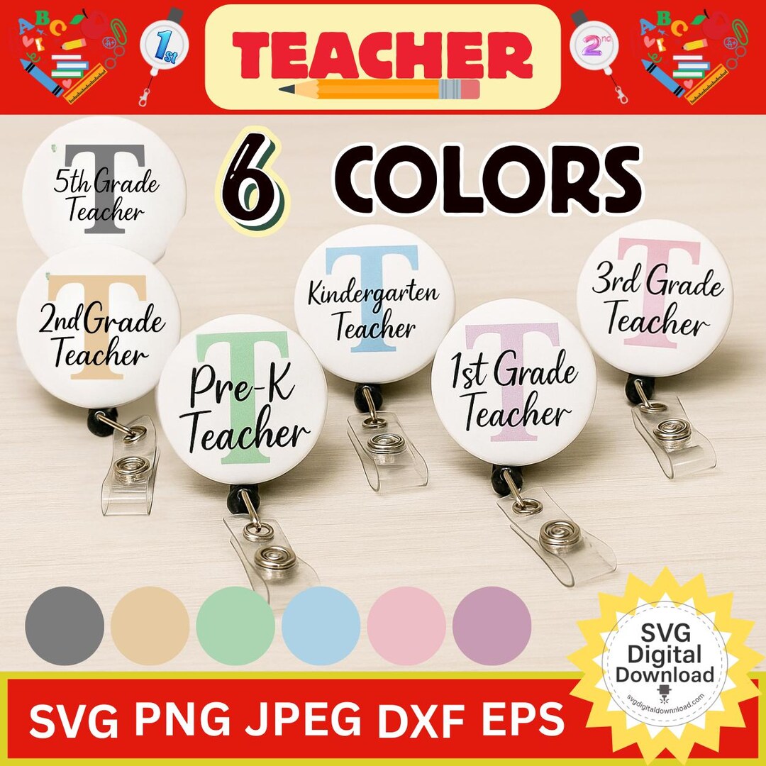 Teacher Badge Reel SVG Bundle – Pastel Grade Designs (digital Download ...