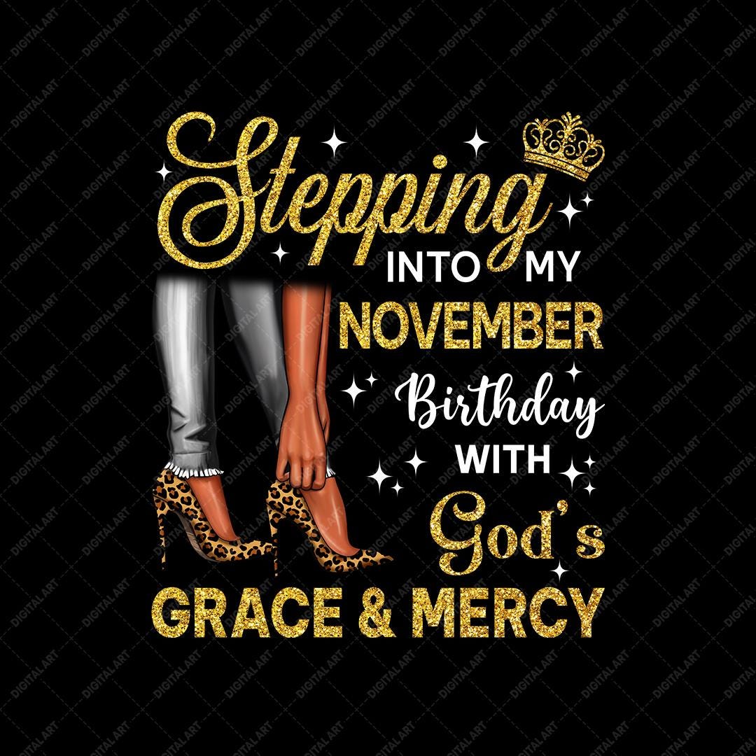 Stepping Into November Birthday High Heel Afro Black Woman PNG, Digital ...